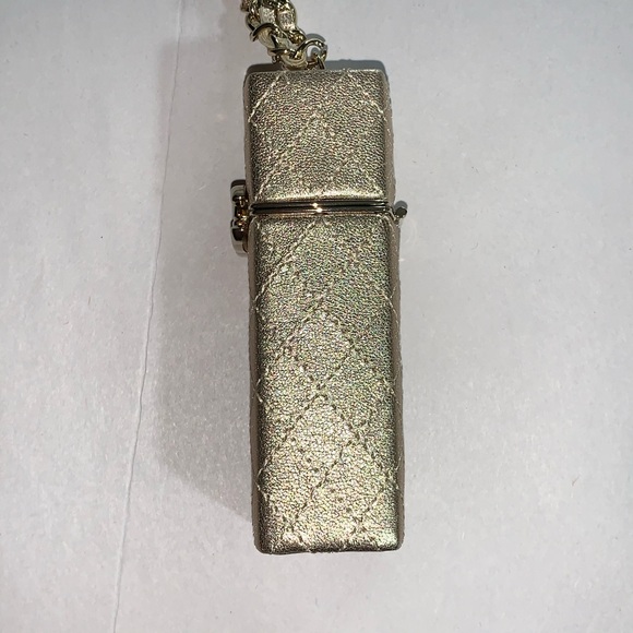CHANEL | Jewelry | Rare Metallic Gold Chanel Quilted Lipstick Case ...